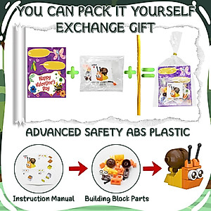 Valentines Day Cards for Kids Classroom, 24 Packs Animals and Insects Building Blocks with Valentines Day Cards for Kids Valentines Gifts Exchange, Valentine Party Favor, Classroom Exchange Prize