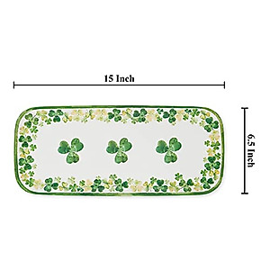 UPware 15 Inch Melamine Rectangle Serving Tray, BPA Free Food Tray (Shamrock)