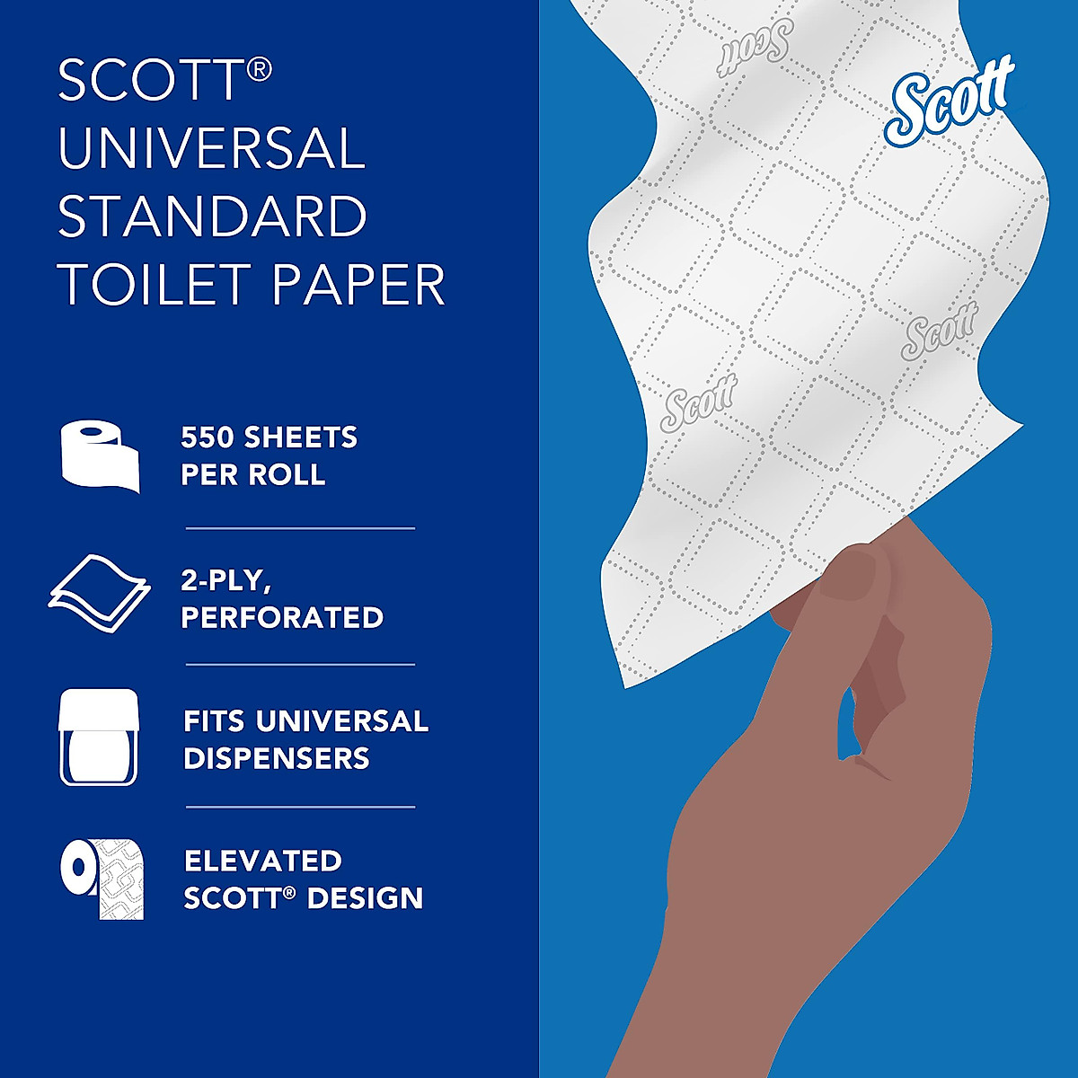 Scott Professional Standard Roll Bathroom Tissue (04460), 2-Ply, White, 80 Rolls / Case, 550 Sheets / Roll, 44,000 Sheets / Case