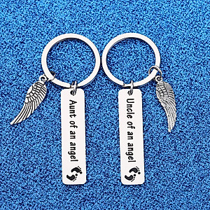 WUSUANED Child Memorial Keychain Uncle/Aunt of an Angel Sympathy Gift Loss of Child Gift (Uncle Aunt Set)