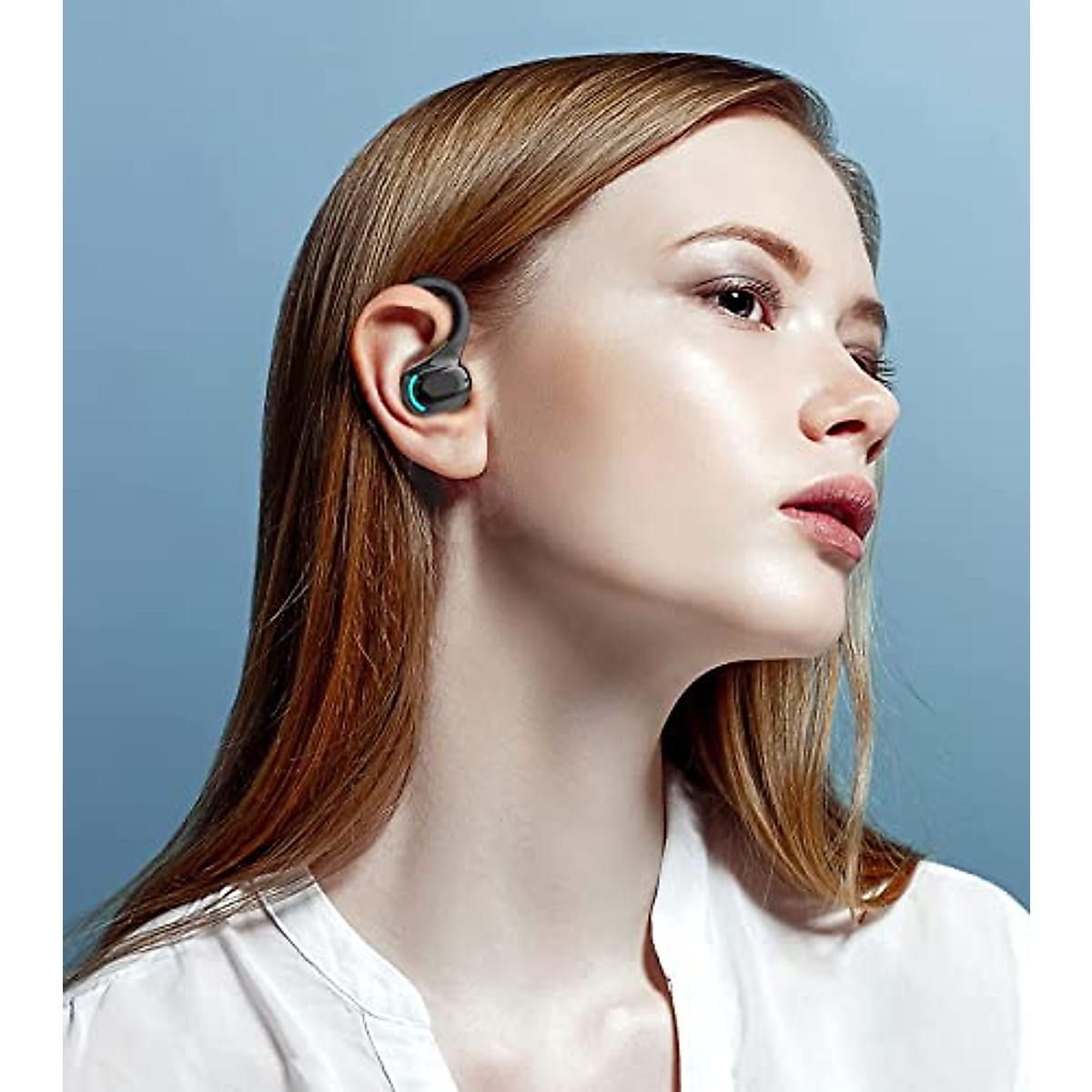 Wireless Earbuds with Earhooks Single Bluetooth Earpiece Sports Headphones Over the Ear Running Workout Wrap Around Earbuds 8H Long Battery Life Waterproof Noise Cancelling Headset for Android iOS