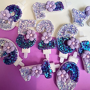 Number 5 Candles,Purple Flower Number Birthday Candles for Cake Purple Number Candle Creating a Romantic and Warm Atmosphere