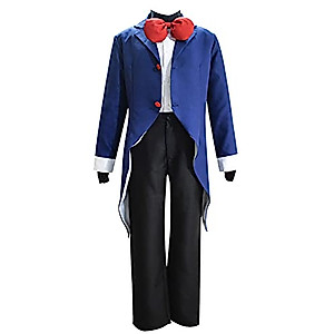 MengXin Hazbin Hotel Moxxie Helluva Boss Cosplay Costume Halloween Party Blue Tuxedo Uniform Outfits (Medium, Blue)