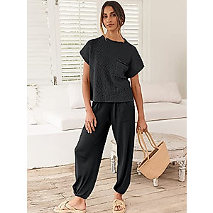 ANRABESS Women's Two Piece Outfits Sweater Sets Knit Pullover Tops Casual Pants Matching Lounge Sets 2023 Spring Summer Fashion Clothes Tracksuit Sweatsuit Set 953heise-L