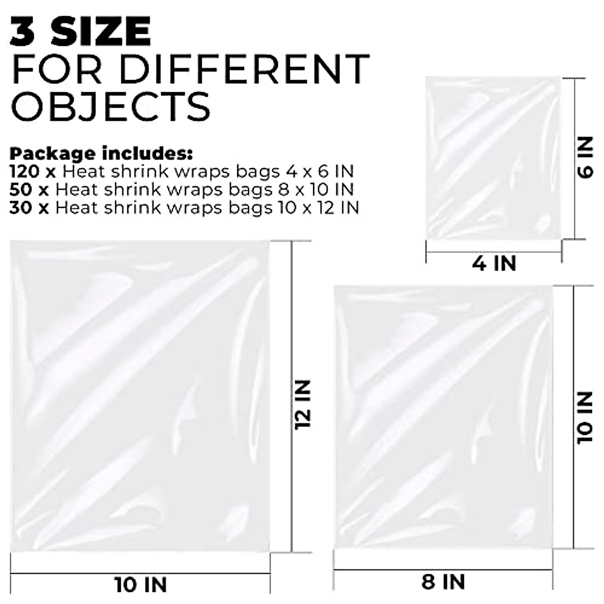 200Pcs Shrink Wrap Bags - Clear PVC Heat Shrink Wrap Shrink Film Bag for Presents Packaging Homemade Soap DIY Projects Bath Bombs Candles Shoes Jars Cellophane Gift Wrapping Pack & Small Basket