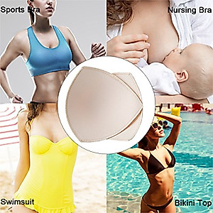 SERMICLE Bra Inserts 4 Pairs, Bra Pads Sewed Stitched Removable for Sports Bra B/C,C/D & D/E Cup Optional (Beige Triangle, B/C Cup)