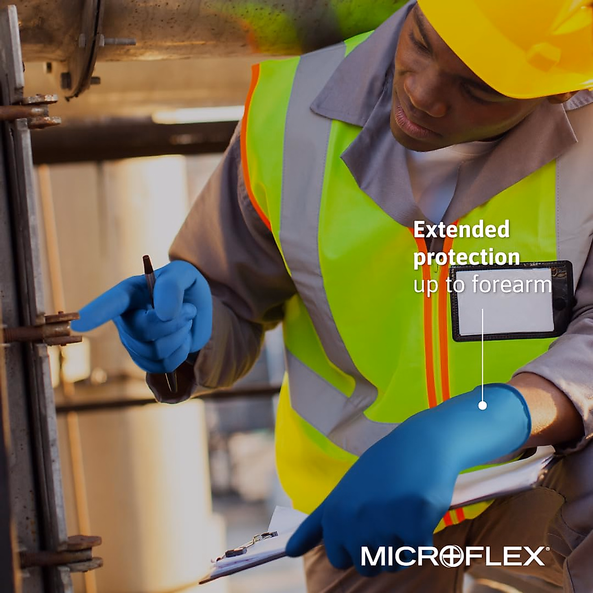 Microflex SafeGrip SG-375 Extra Thick Disposable Latex Gloves for Life Sciences, Automotive w/ Textured Fingertips - Small, Blue (Box of 50)