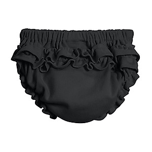 Made in USA Baby Girls Ruffled Diaper Covers Bloomers Soft Cotton Fashionable Cute SPD sensory Sensity Clothing Black, 0/3 M