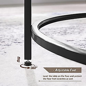 Yaheetech 36in Modern Coffee Table,Black Round Tempered Glass Coffee Tables w/Protective Foot Pads,Metal Structure & Reinforced Frame for Living Room,Dining Room,Apartment,Small Space