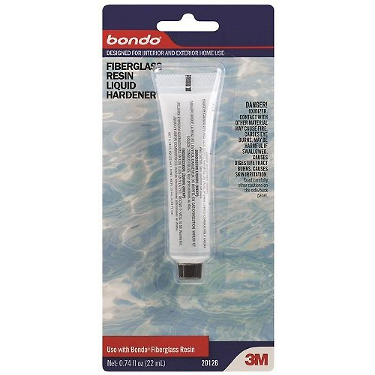 Bondo Fiberglass Resin Liquid Hardener, Designed For Interior and Exterior Use, 0.74 Fl oz, 1 tube