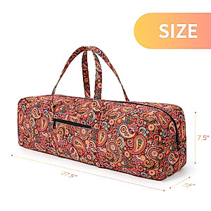 Boulder Bee | Yoga Mat Bag | Large Yoga Mat Carrier with Wet Pocket | Yoga Gifts | Gym Tote Bag for Women | Paisley Patterns (Orange)