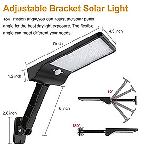 Auzev Remote Solar Lights Outdoor 4 Pack 56 Led Street lamp Motion Sensor 180° Adjustable Bracket Security Night Street Light 3 Lighting Modes for Deck Road Patio Courtyard Garden Park