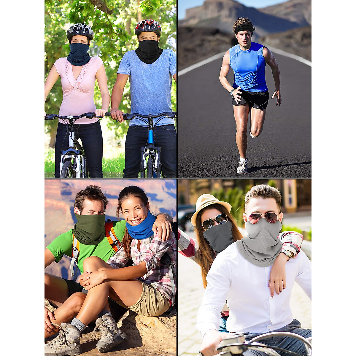 SATINIOR 8 Pieces Colorful Face Coverings Face Gaiters Neck Gaiter Headwear for Outdoor Cycling Fishing (Black, Grey, Blue, White, Khaki, Dark Grey, Navy Blue, Army Green)