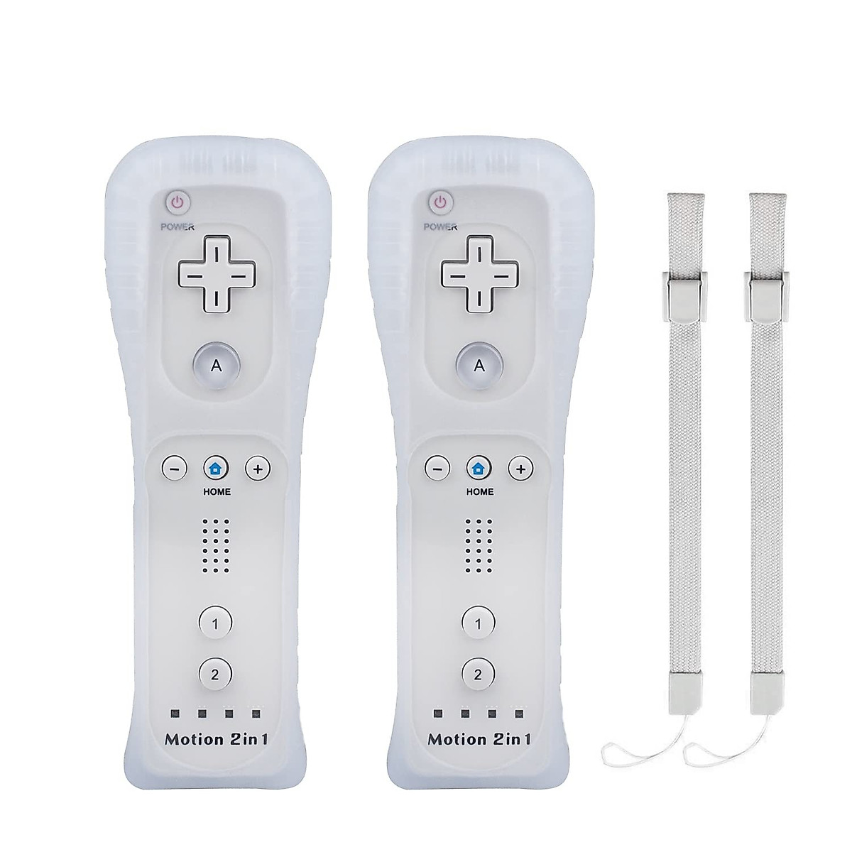 2 Pack Wii Remote Controller with Motion Plus, Wireless Controller for Nintendo Wii and Wii U, with Silicone Case and Wrist Strap, No Nunchucks