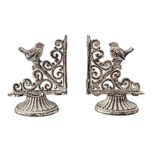 Retrome Vintage Decorative Farmhouse Country Bookends, 2 Pack French Provincial Book Ends, Antique White