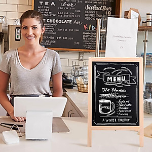 Qilery 4 Pieces A Frame Tabletop Double Sided Chalkboard Sign Gifts for Christmas 10 x 16 Inch Double Sided Chalkboard Wooden A Frame Sign Sandwich Board Signs for Tabletop Restaurant Wedding Business