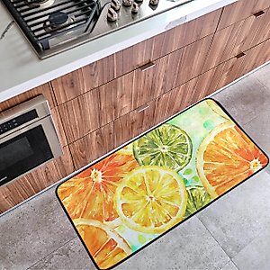 Lemon Kitchen Mat Orange Kitchen Rugs Floor Mat Anti Fatigue Non Skid Washable Bath Rug Runner Doormats Carpet Sink Mat Lemon Kitchen Decor 39 X 20 inch