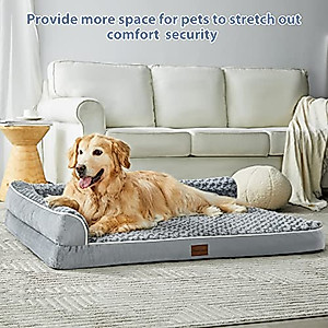 BFPETHOME Orthopedic Dog Beds for Large Dogs-Waterproof Sofa Dog Bed with Removable Washable Cover, Large Dog Bed with Waterproof Lining and Nonskid Bottom, Pet Couch Bed for Large Dogs, Grey