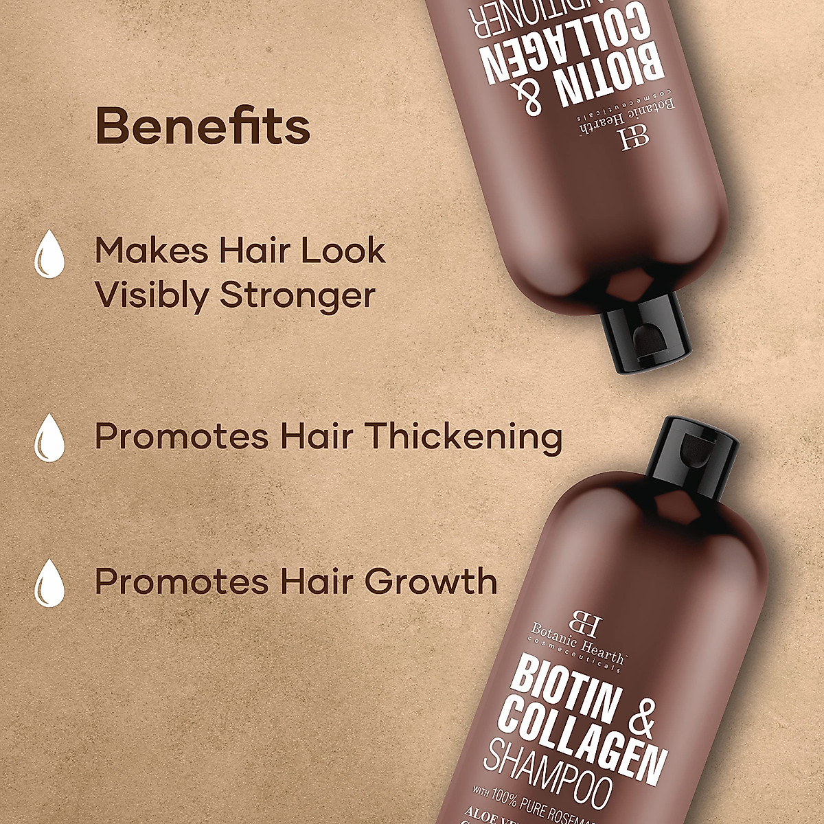 BOTANIC HEARTH Vegan Collagen Biotin Shampoo and Conditioner Set - with Rosemary Oil for Hair Loss and Thinning Hair - Fights Hair Loss, Sulfate Free, for Men and Women, 16 fl oz each