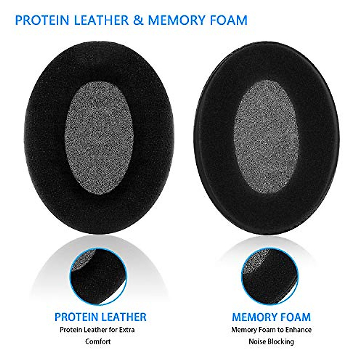 Jecobb HD598 Earpads Replacement Ear Cushion Pads with Protein Leather and Memory Foam for Sennheiser HD598 Series HD598SE HD598CS HD515 HD555 HD595 HD518 Over Ear Headphones ONLY (Black/Velvet)