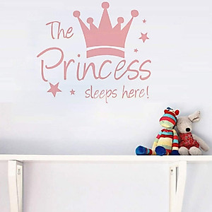 Maydahui 2PCS Wall Sticker The Prince/Princess Sleep Here 12.6 Inch Little Crown Star Art Quotes Wall Decal Decor for Living Room Bedroom