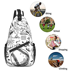 RUVNSR Baseball Sling Bag Sport Ball Chest Bag Casual Backpack Baseball Crossbody Bags Travel Hiking Daypack For Adults Women Men Gifts
