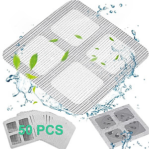 50 Pack Shower Drain Hair Catcher Disposable, Mesh Stickers，4" X 4" Shower Drain Protector for Bathroom Tub Shower and Sink