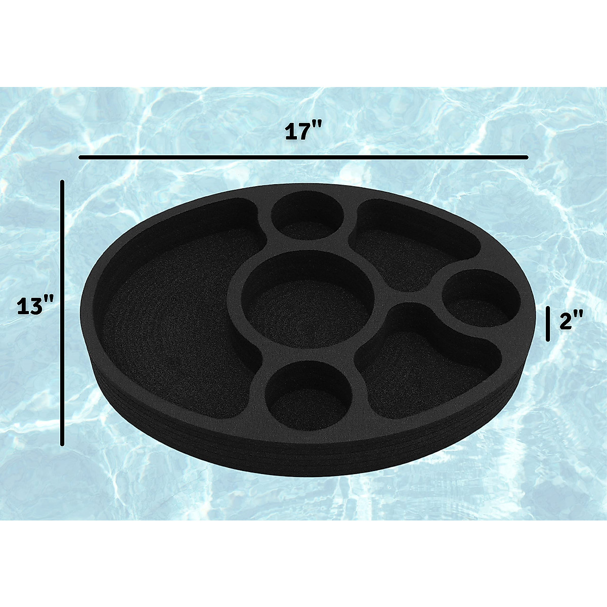 Polar Whale Floating Mini Bar Drink Holder Refreshment Table Tray for Pool Beach Party Float Lounge Durable Foam 17 Inches Large 7 Compartments UV Resistant