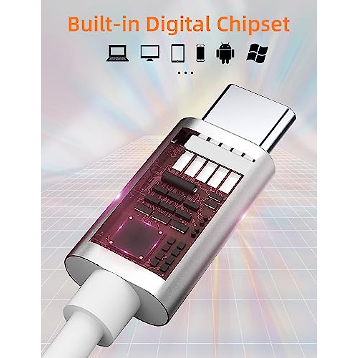 MAS CARNEY USB C Headphones TH6, Built-in Digital Chipset, Microphone, and Remote Control, Compatible with Samsung, Huawei, Oppo, VIVO, Honor, Google Pixel Smartphones, White