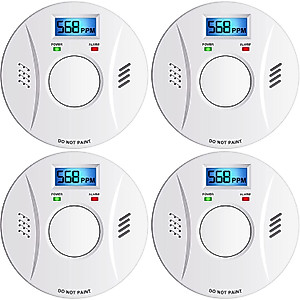 Smoke Detector and Carbon Monoxide Detector Co2 Detector Battery Powered with Test/Reset Button 4 Pack