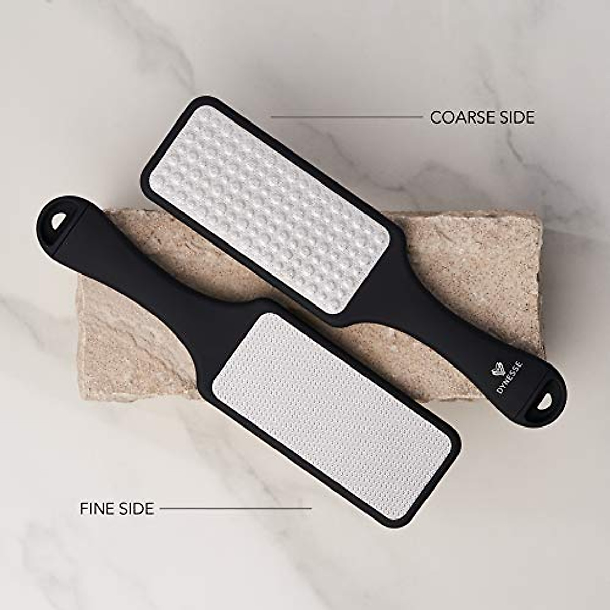 DYNESSE Pedicure Foot File. Professional 3-in-1 Callus Remover with Mini-File. No Risk of Injury. Laser-Cut. Stainless Steel. Scrubber. Reusable