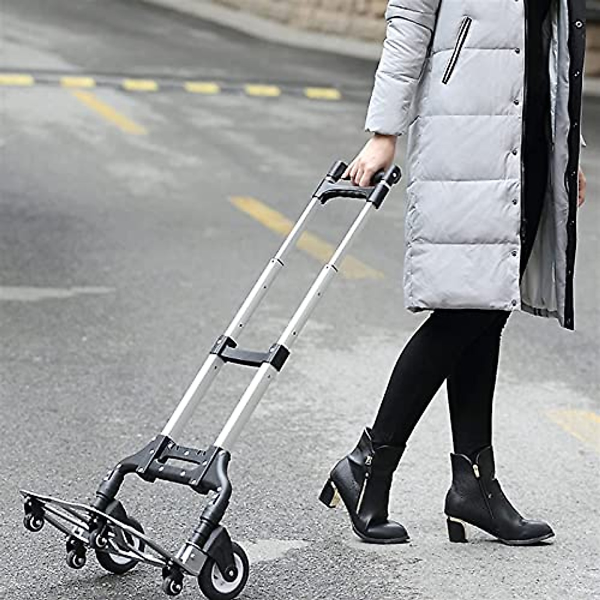 NEOCHY Trolleys,Shopping Cart Folding Grocery Shopping Cart with 2 Wheels Aluminum Alloy Luggage Cart Utility Cart Trolley for Shopping Luggage Tools Grocery Cart/Blue