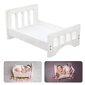 Newborn Photography Props Wooden Bed Baby Photoshoot Props Doll Bed Baby Photo Prop White Wood Mini Bed for Photography Baby Doll Bed Make The Old Bed Photography Props Baby Photo Studio Props