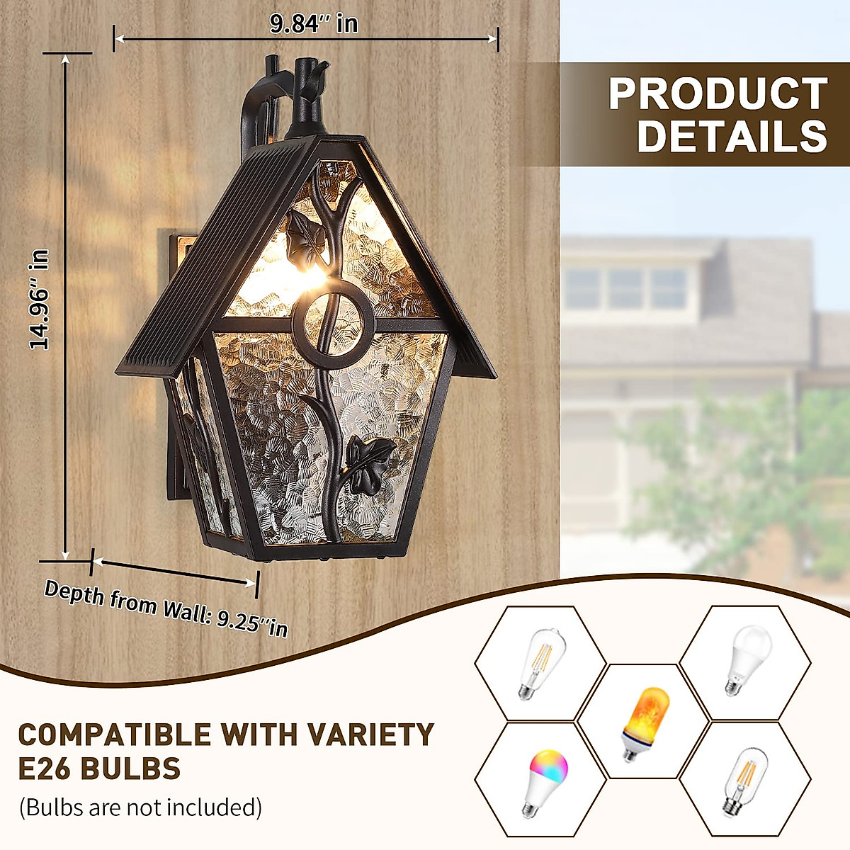 Rustic Outdoor Wall Lanterns Exterior Wall Mounted Sconce Light Designer Style Outdoor Wall Light Fixtures for Home Patio Garden Garage Farmhouse Porch Lighting with Water Glass, Oil Rubbed Brown