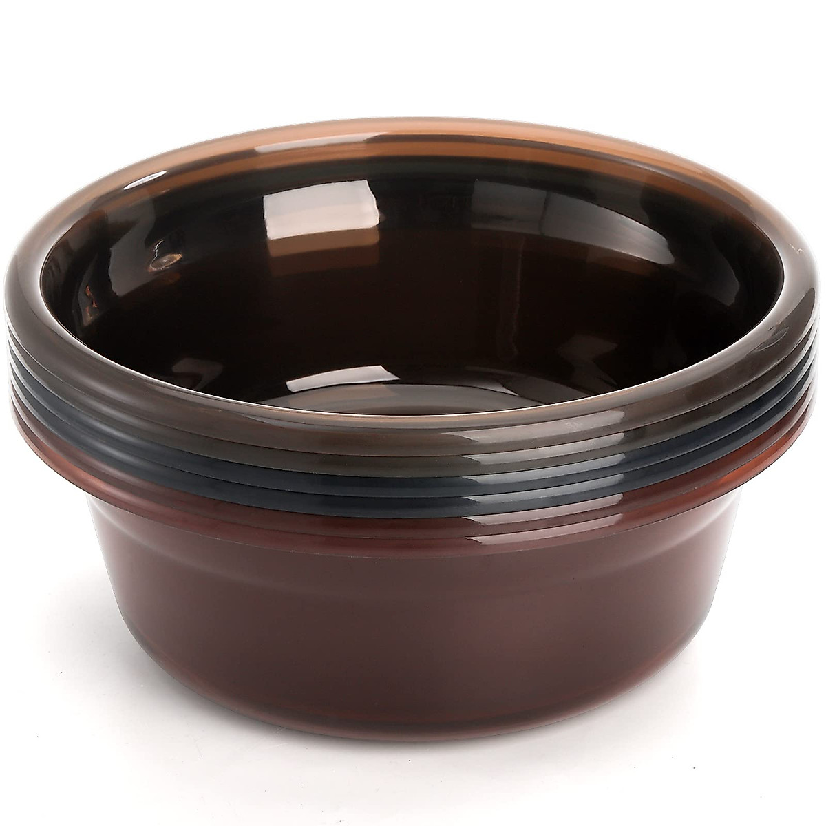 ZEAYEA 6 Pack Plastic Wash Basin, Stackable Small Camping Wash Basin Tub, 4 Quart Round Vegetable Fruit Dish Pan for Home Kitchen Outdoor Indoor Cleaning