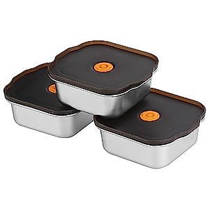 BEFOY Stainless Steel Food Storage Containers with Lids 1100ML* 3 Food Lunch Box Containers Leak-proof Light Easy Set with Air Vent Snack Boxes for People, Kitchen Storage…