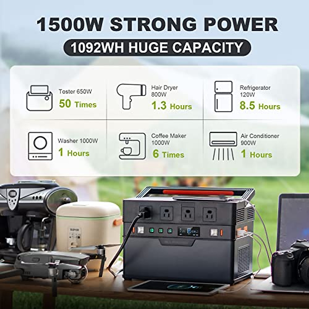 ALLPOWERS S1500 Solar Generator with Panels Included 1500W MPPT Portable Power Station with Foldable Solar Panel 200W, Solar Backup Power for RV Van House Outdoor Camping