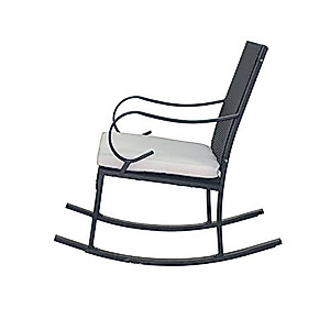 Christopher Knight Home Muriel Outdoor Wicker Rocking Chair, Black/White Cushion