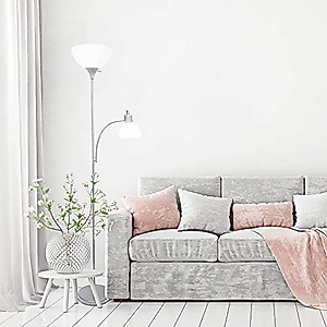 Simple Designs LF2000-SLV Mother-Daughter Floor Lamp with Reading Light, Silver