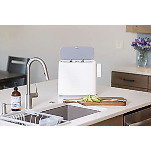 Slim Bathroom Trash Can with Attached Bag Reservoir - Modern 2 Layer Bathroom Trash Cans with Lids to Lock Odors In - Waterproof and Easy to Clean Small Trash Can with Lid - Trashcan for Your Bathroom