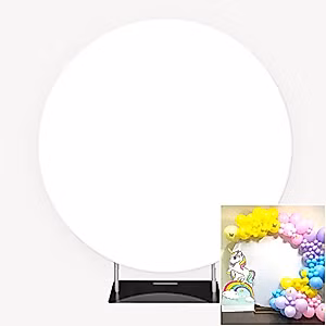 Canessioa 7.2x7.2ft White Round Backdrop Solid White Round Backdrop Cover Polyester Plain White Round Backdrop for Photo Shoot Adult Kid Birthday Party Baby Shower Wedding Decoration Supply