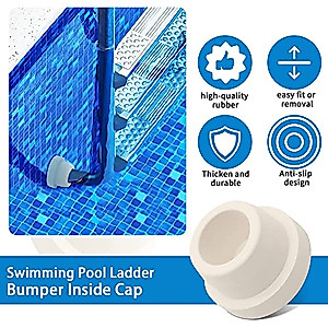 4 Pack Pool Ladder Bumpers for Inground Pool, Steps Inside Plug Caps Fit 1.90in Inner Diameter Ladder Tubing for Protect Swimming Pool Liner, Rubber Ladder Foot Cover, White