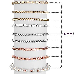 3000 Pieces Assorted Spacer Beads Include 1500 Faceted Rondelle Cube Spacer Column Bead, 900 Round Ball Spacer Bead, 600 Square Spacer Bead Charm Loose Bead for DIY Jewelry (Gold, Sliver, Rose Gold)