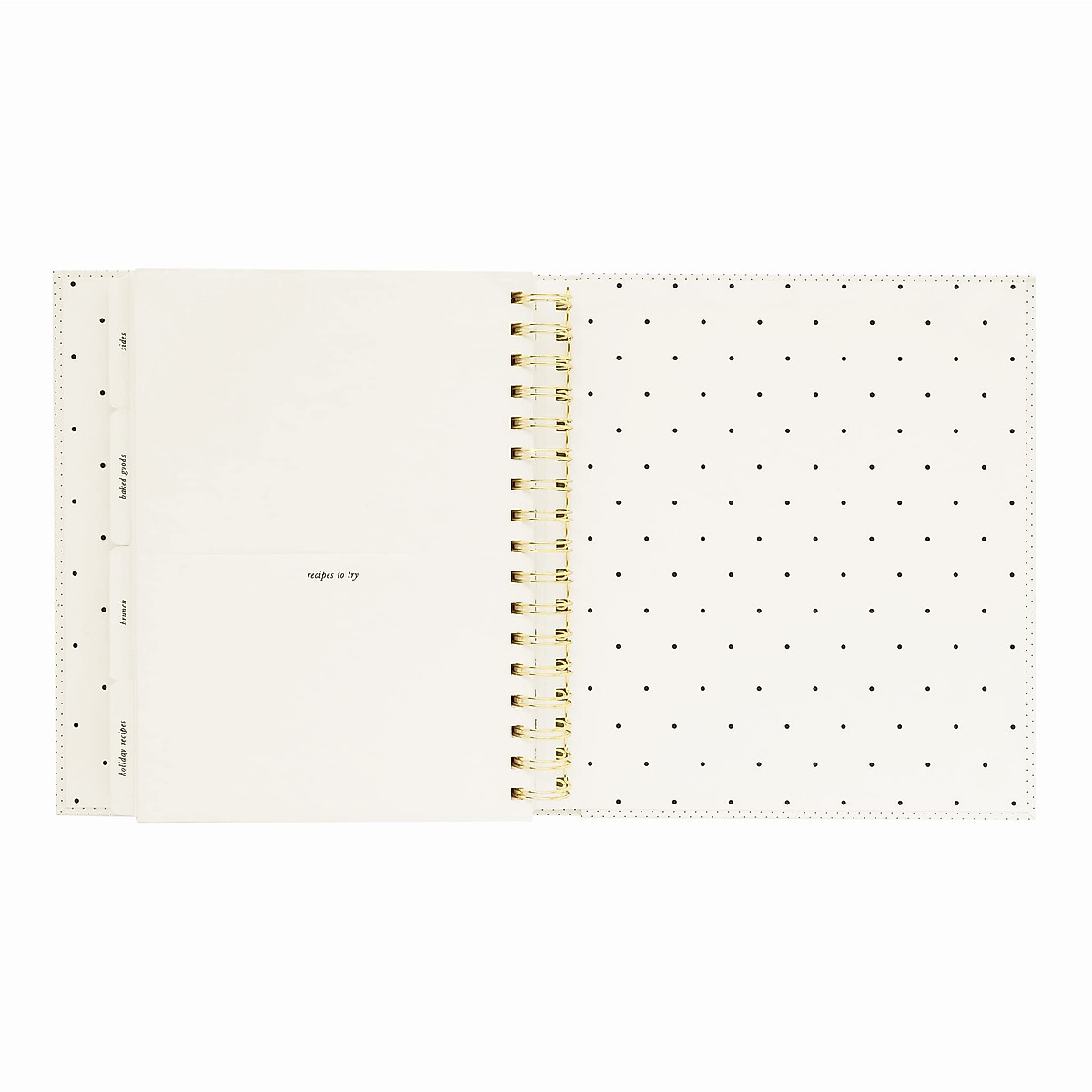 Sugar Paper Cream & Black Swiss Dot Recipe Book with Page Dividers and Guided Pages To Record and Organize Your Favorite Recipes
