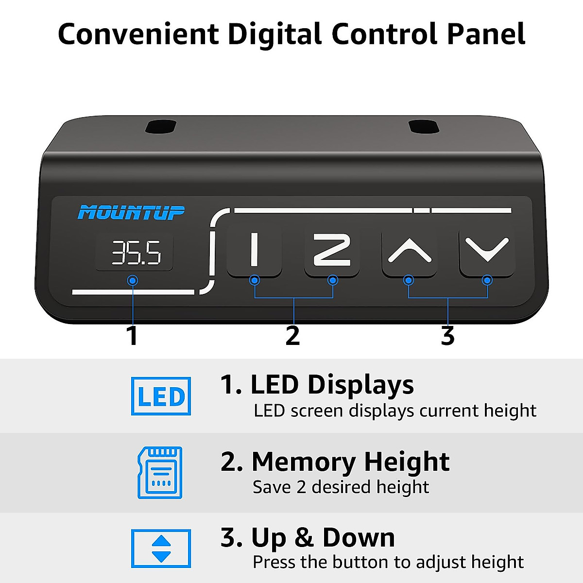 MOUNTUP Height Adjustable Electric Standing Desk - 48 x 24 Inches, Quick Assembly Sit Stand Desk with Memory Controller, Oak