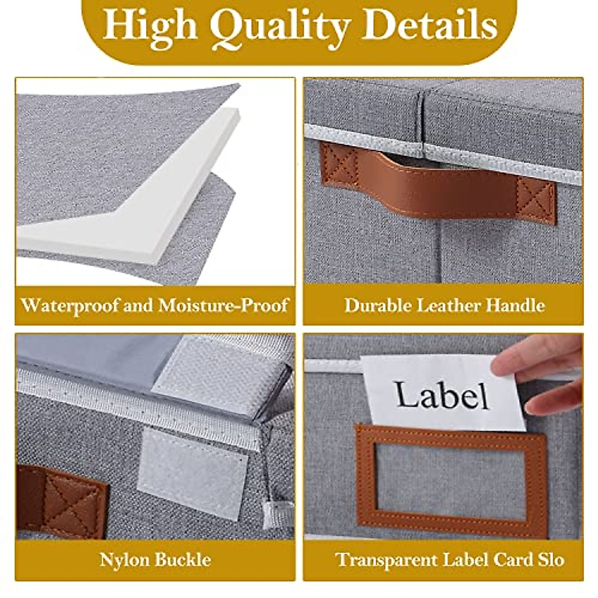 Yawinhe Under Bed Storage With Lids, Foldable Underbed Storage Box with Handles, Under Bed Storage Organizer Bins for Clothes, Blankets, Pillows, 31.5''Lx15.7''Wx6''H, 2-pack, Grey