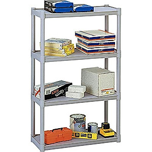 Iceberg 20843 32w x 13d x 54h Platinum Resin Rough N Ready Four-Shelf Open Storage System