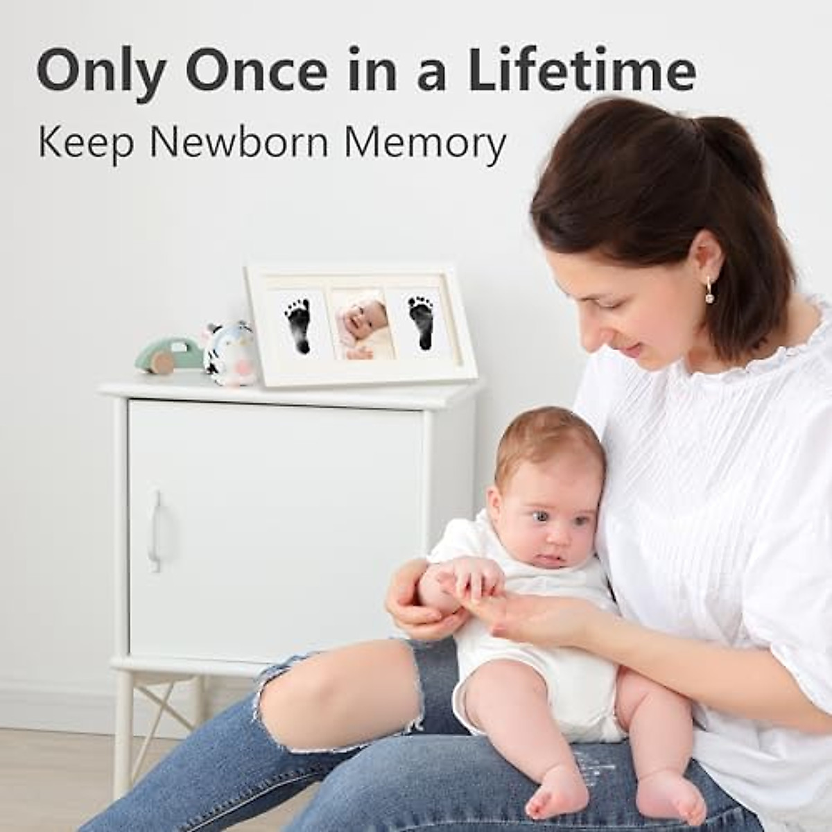 PewinGo Baby Hand and Footprint Kit,Inkless Baby Handprint Kit with 2 Safe Clean-Touch Ink Pads and a Wooden Baby Picture Frame for Newborn,Baby Boys & Girls,Baby Gifts for New ParentsBaby Shower