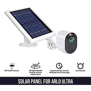 Wasserstein 2W 6V Solar Panel with 13.1ft/4m Cable Compatible with Arlo Ultra/Ultra 2, Arlo Pro 3/Pro 4, & Arlo Floodlight ONLY (3-Pack, White) - Camera Not Included