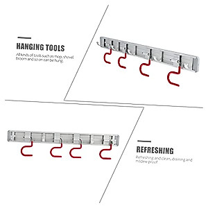 Unomor Broomstick Wall Mount Clothing Rack Mutitool Garage Tool Organizer Mop Hanging Hooks Broom Mop Holder Broom Hanger Broom Organizer Wall Hanging Broom Gripper Mops Aluminum Alloy